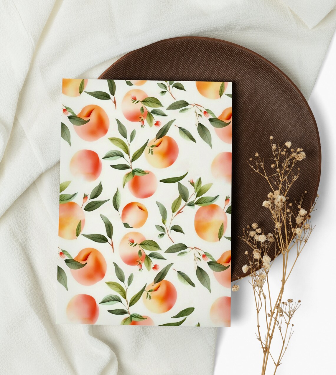 Watercolor Peach Seamless Pattern: Summer Scrapbooking (digital ...