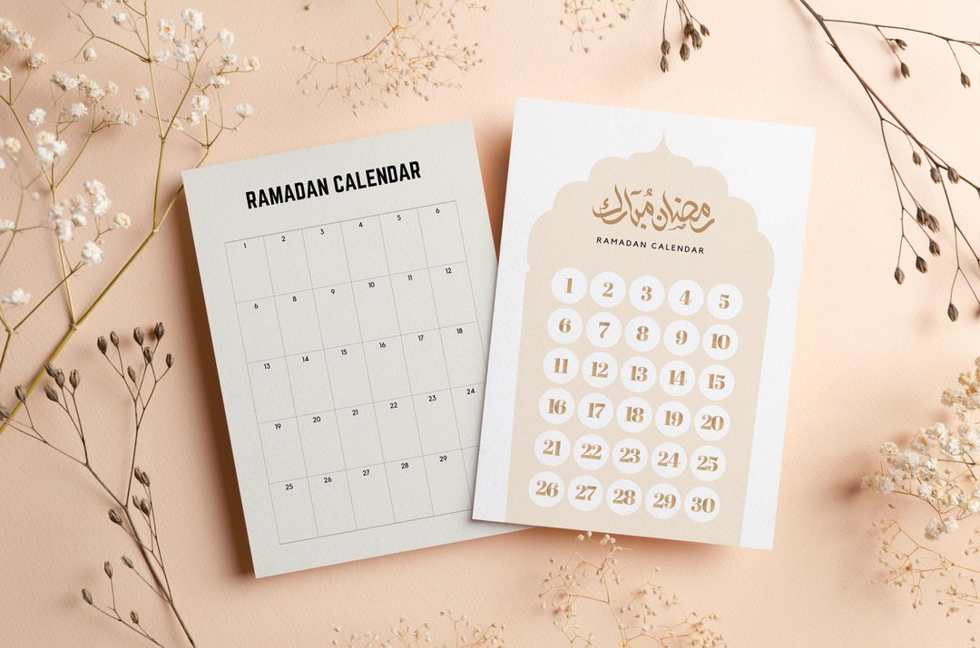 Ramadan Printable Calendar Template Set of 2 Islamic Prints, Ramadan ...