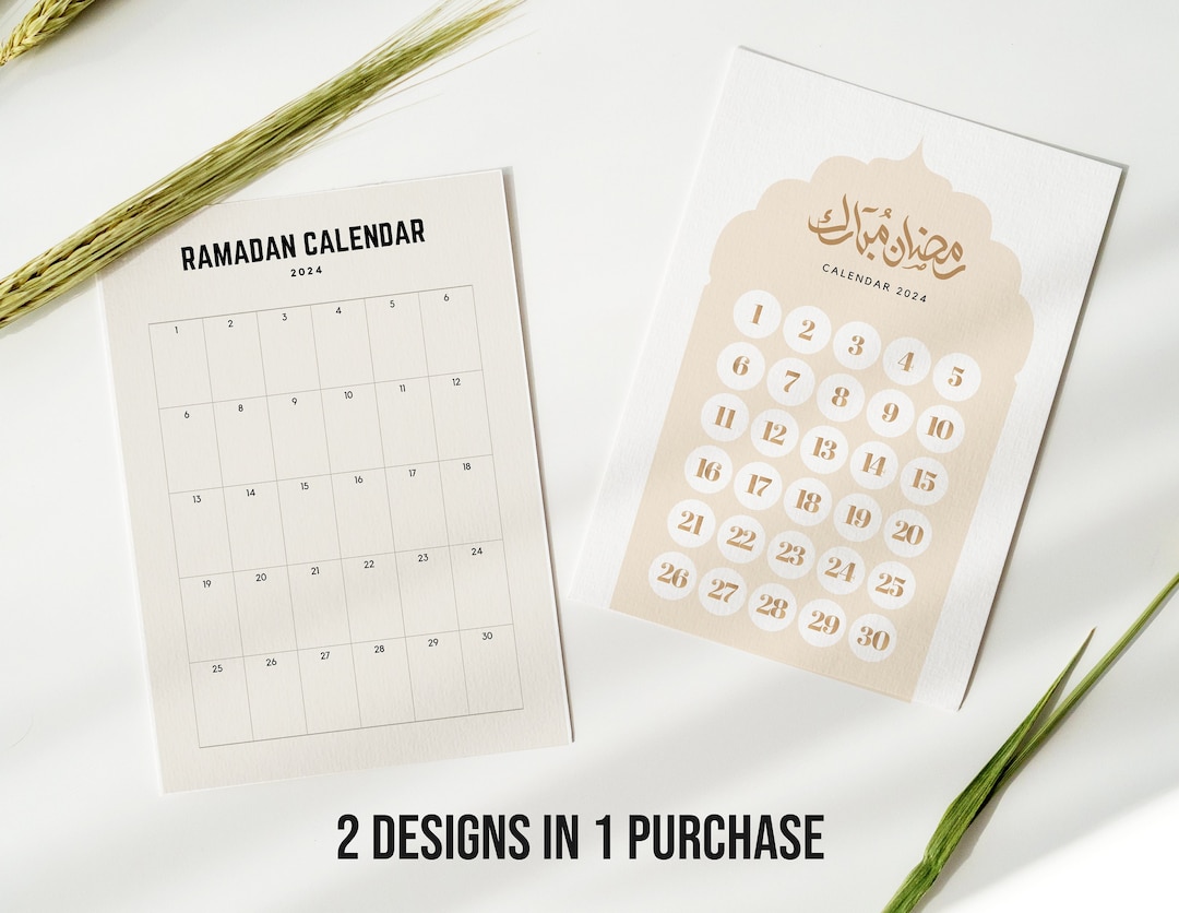 Printable Ramadan Calendar Set of 2 Prints, Ramadan Planner Countdown ...