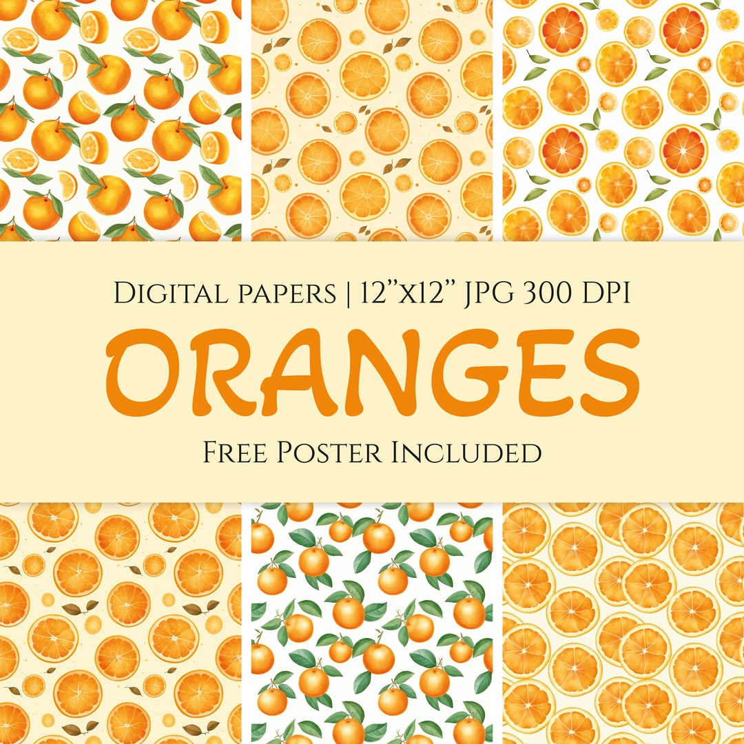 Watercolor Orange Clipart, Citrus Floral Clip Art, Orange Digital Paper ...