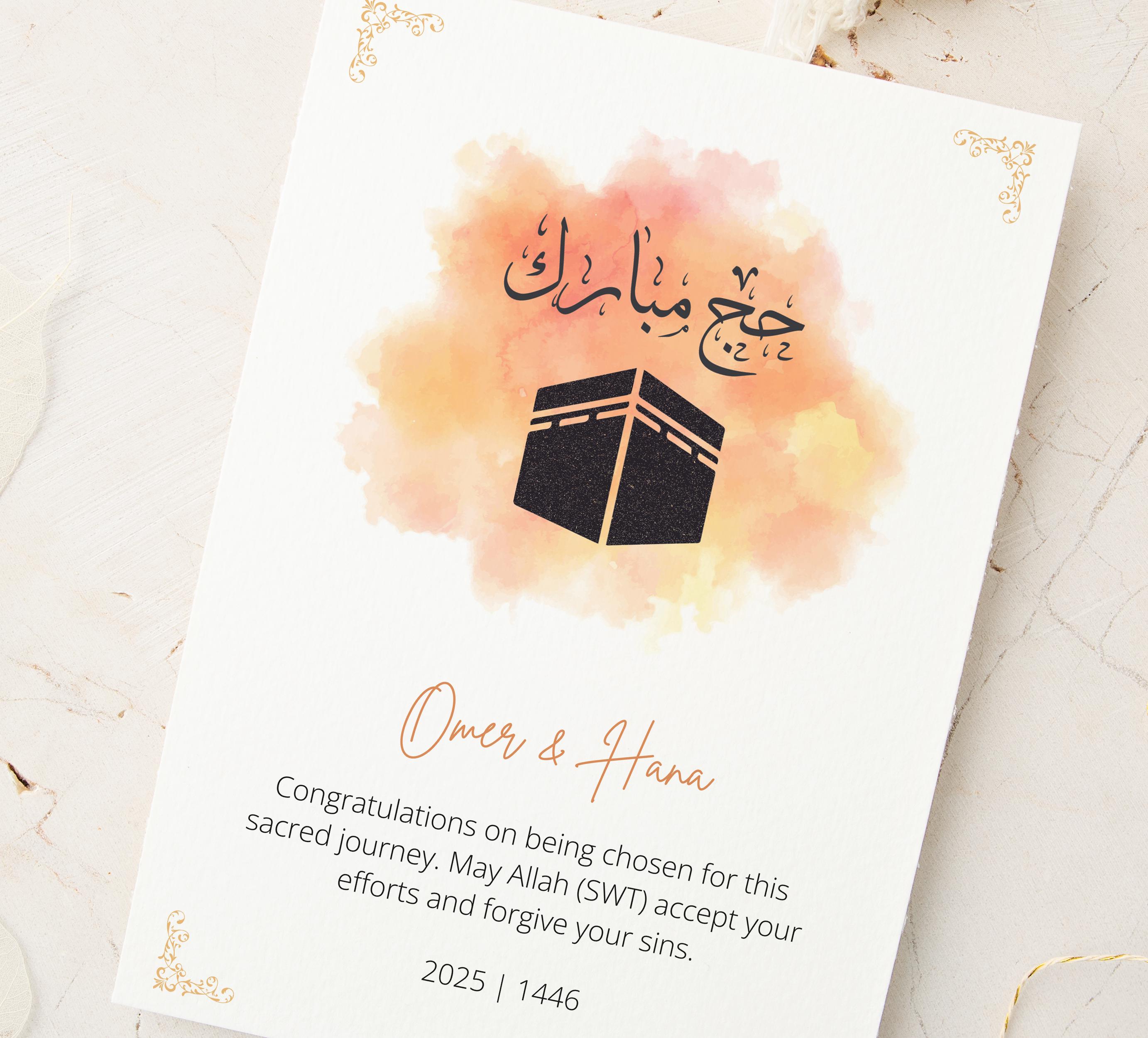 Printable Hajj Mubarak Card: Personalized Islamic Gift (PDF + JPG) - Etsy