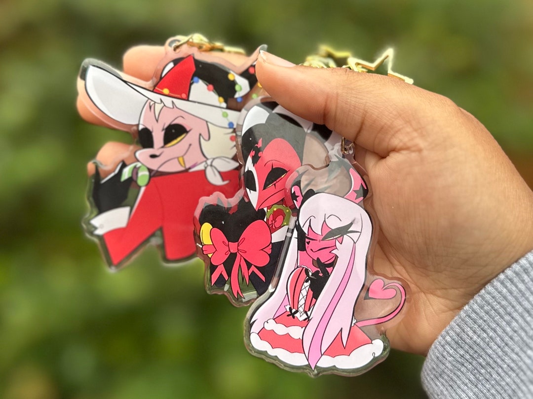 Helluva Boss Acrylic Christmas Keychains, Striker, Blitzo, Verosika ...