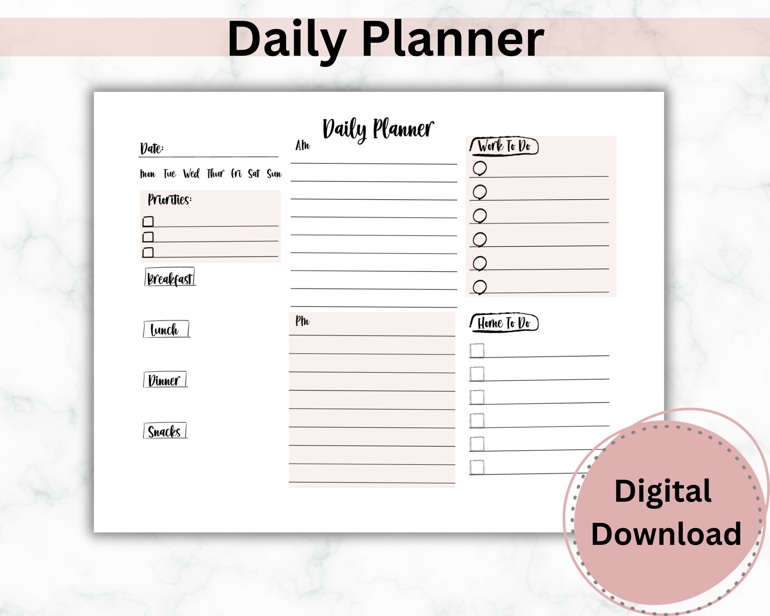Daily Planner Checklist for Organization - Etsy