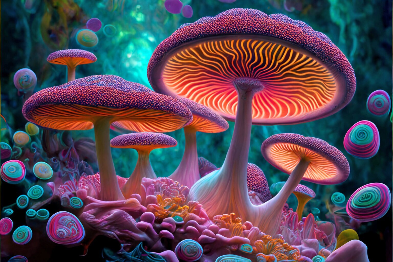 Trippy Mushrooms AI Generated Art, AI Art, Psychedelic Art, Fungus Art ...