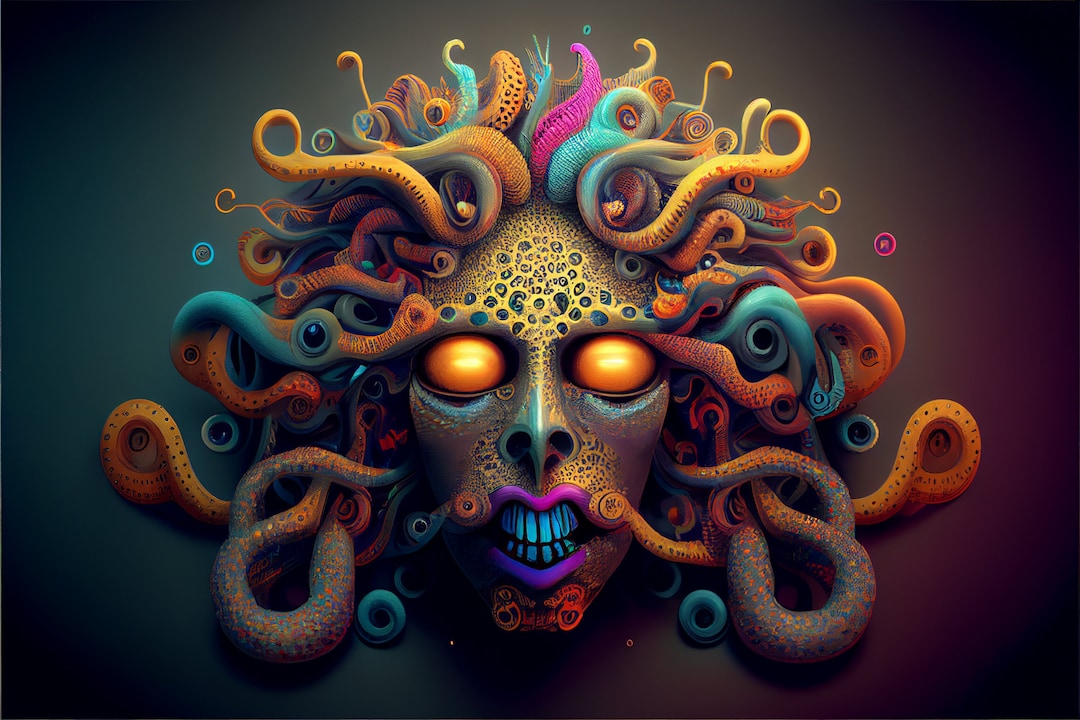 Trippy Dmt Face AI Generated Art, AI Art, Psychedelic Art, Fractal Art ...