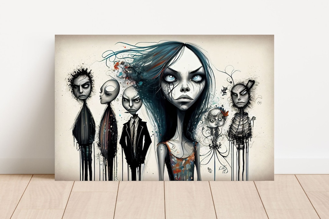 Tim Burton Style Trippy Face AI Generated Art, Psychedelic Art, Tim ...