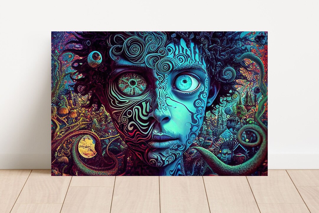 Tim Burton Style Trippy Face AI Generated Art, Psychedelic Art, Tim ...