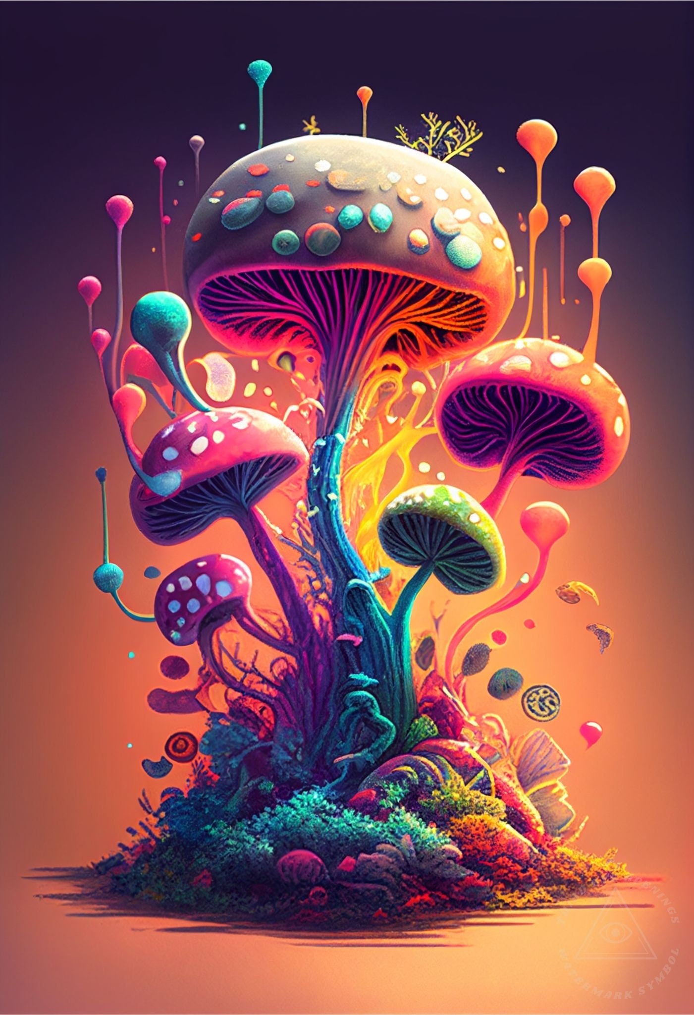 Trippy Mushrooms AI Generated Art, AI Art, Psychedelic Art, Fungus Art ...