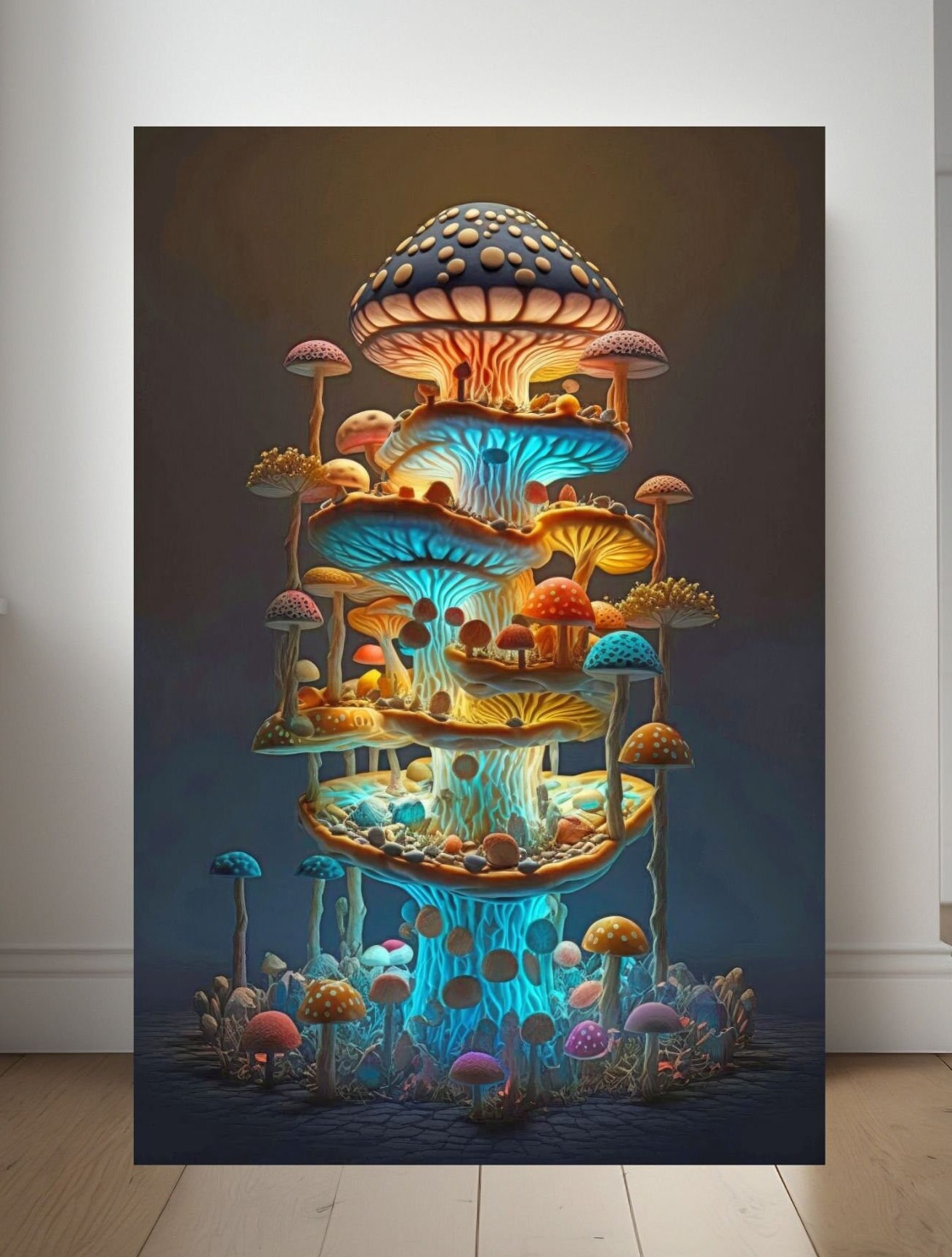 Tower of Mushrooms AI Generated Art Psychedelic Art, Fungus Art, Room ...