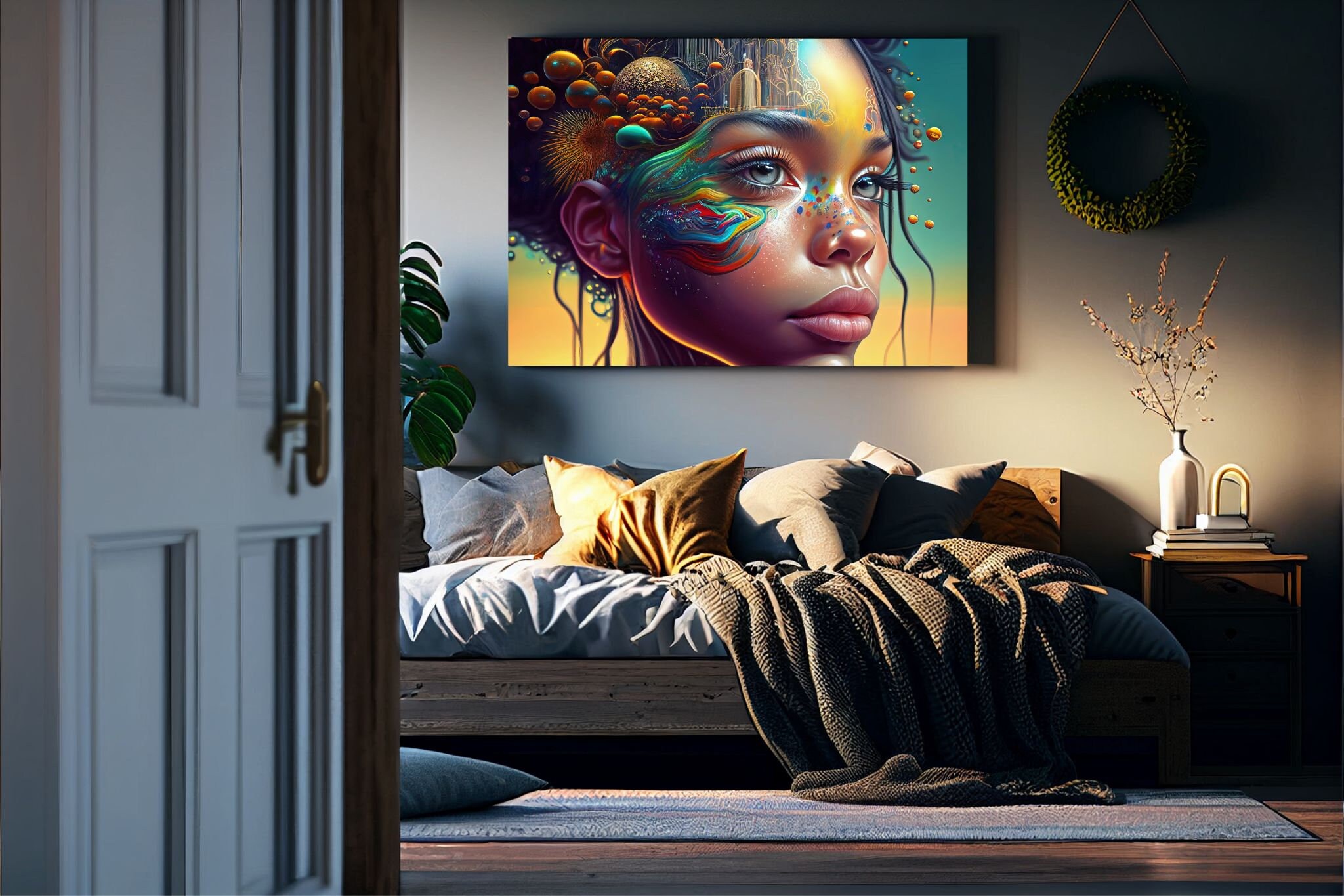 Hyperrealism Psychedelic Face AI Generated Art, Psychedelic Art, Female ...