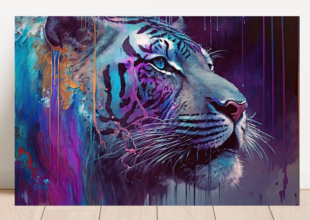 Close up Tiger Dripping Paint AI Generated Art, Tiger Lover, Anna ...