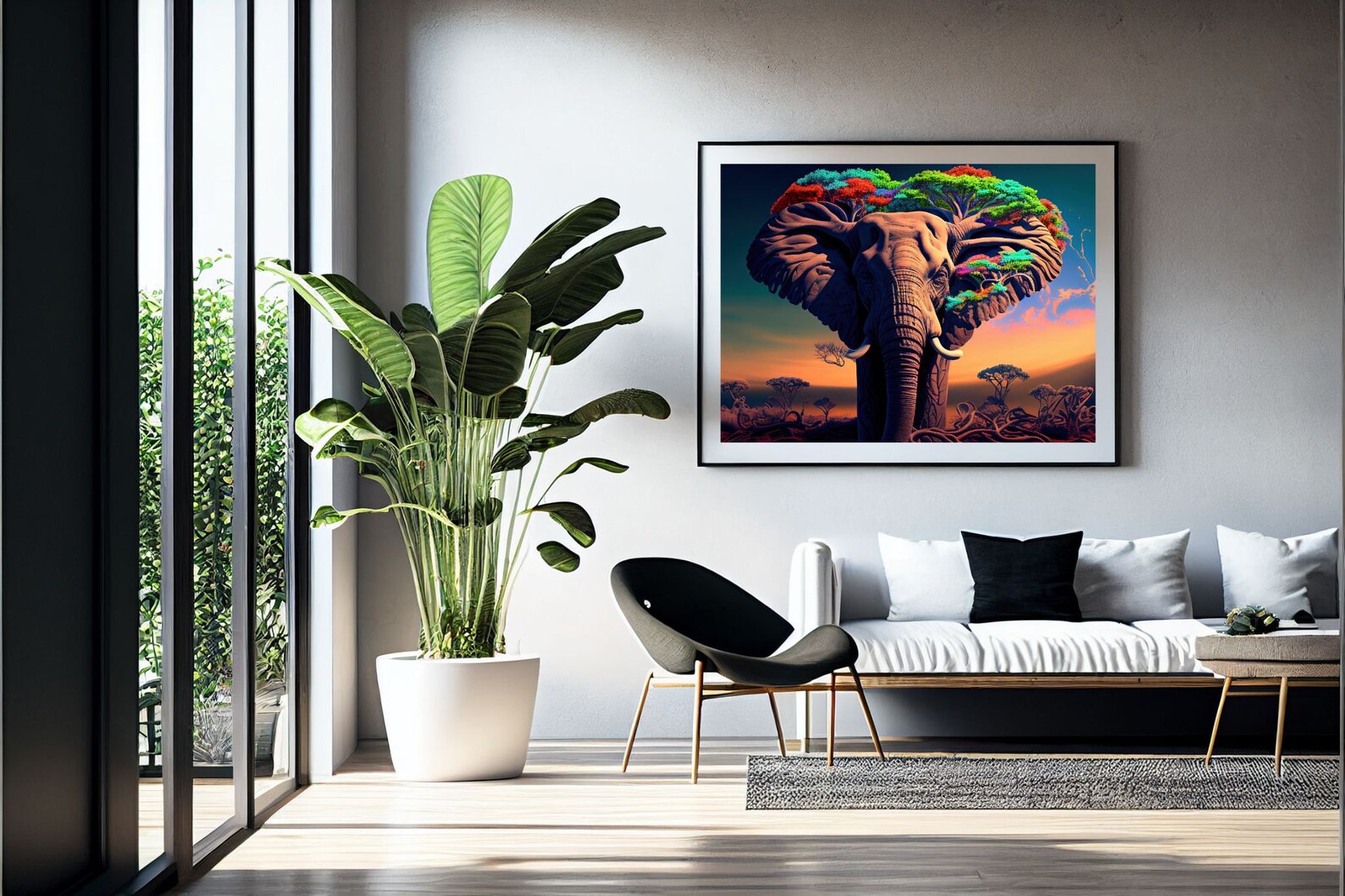 Psychedelic Elephant AI Generated Digital Download, Elephant Art ...