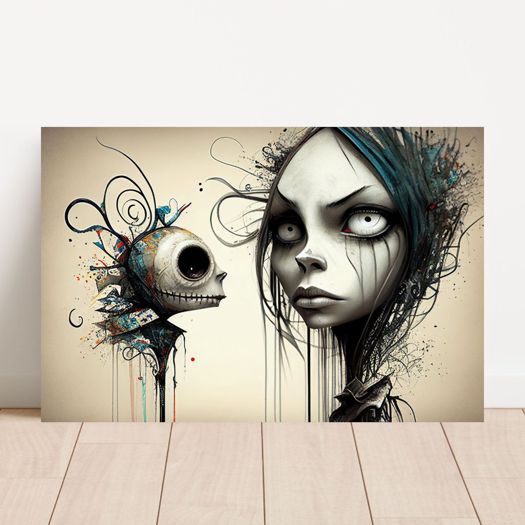 Tim Burton Style Trippy Face AI Generated Art, Psychedelic Art, Tim ...