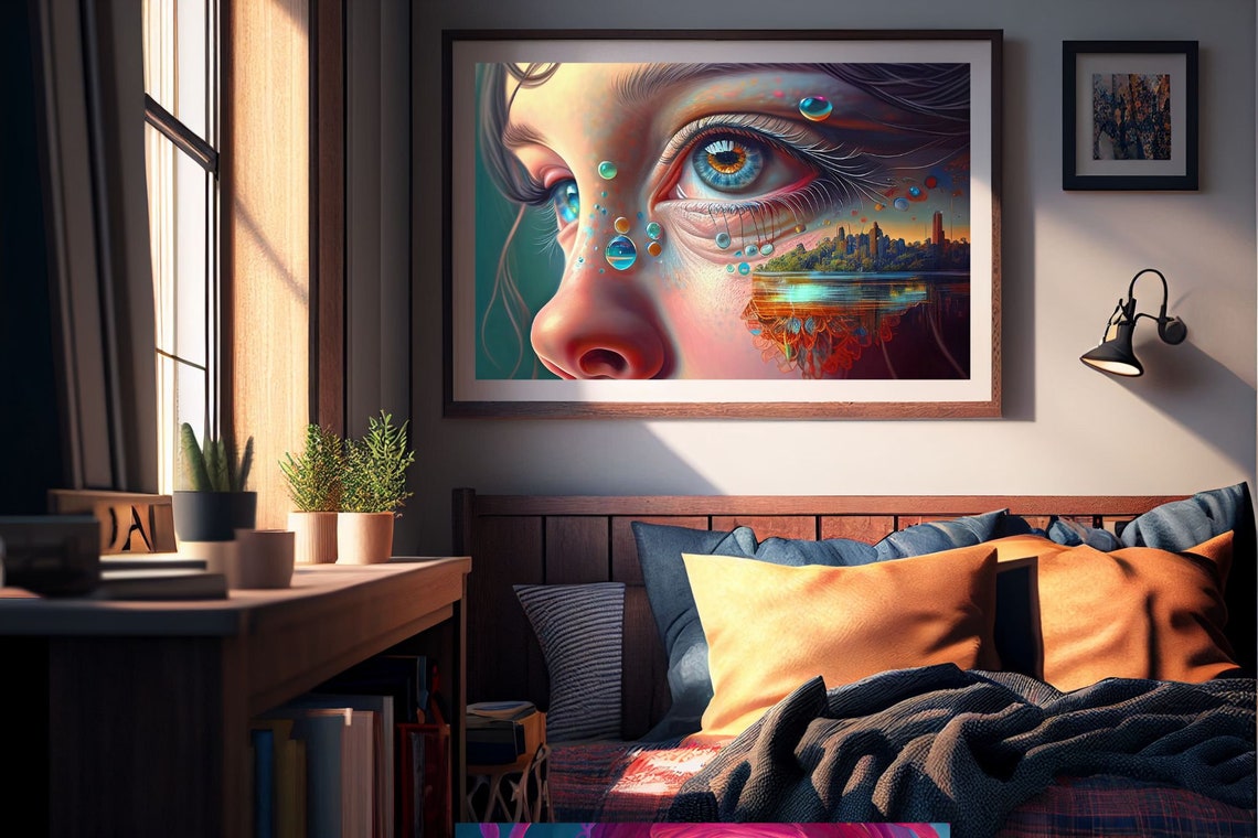 Hyperrealism Psychedelic Face AI Generated Art, Psychedelic Art, Female ...