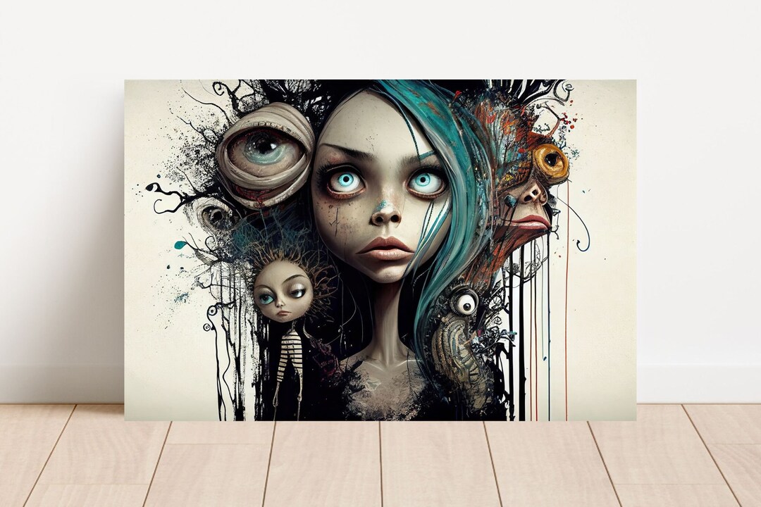 Tim Burton Style Trippy Face AI Generated Art, Psychedelic Art, Tim ...