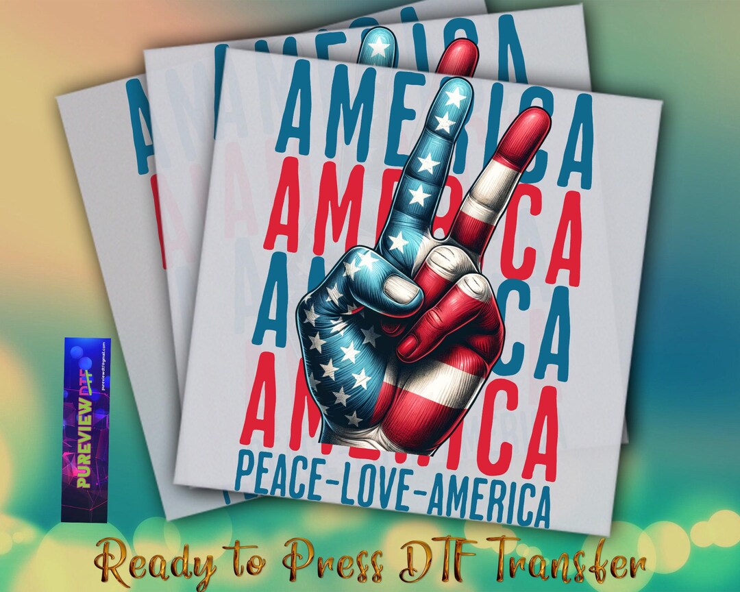 USA Peace Sign Ready to Press Heat Transfer Designs, Memorial Day, 4th ...