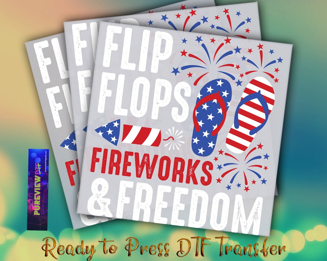 Flip Flop Firework and Freedom Ready to Press Heat Transfer Designs ...