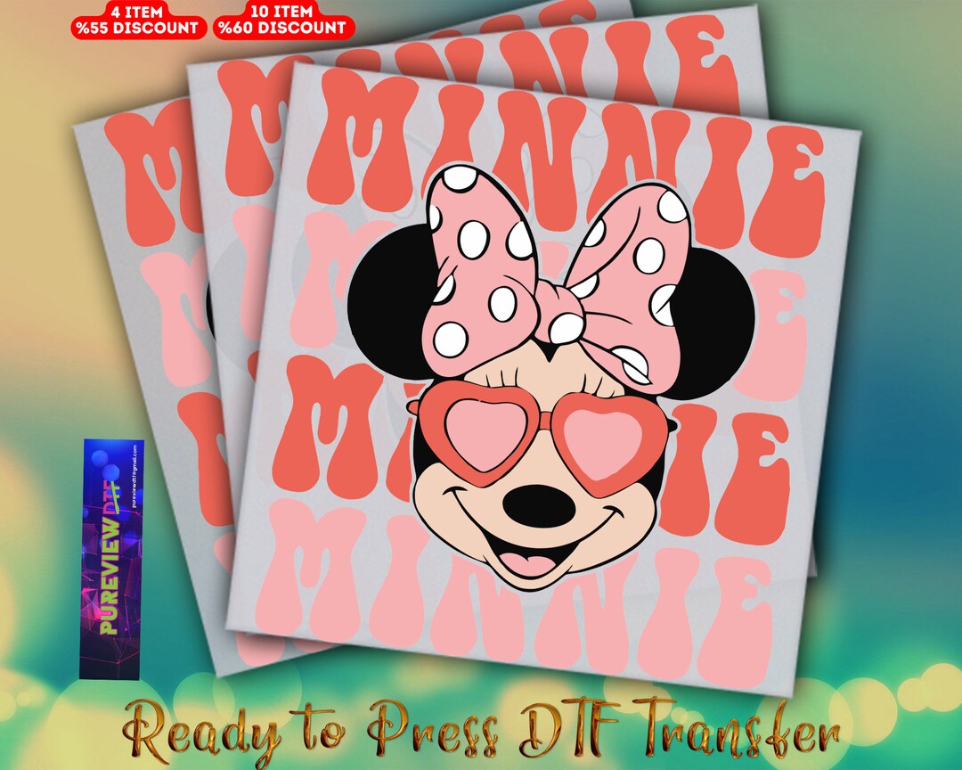 Ready to Press Heat Transfer Designs, Minnie Mouse DTF Transfers, Dtf ...