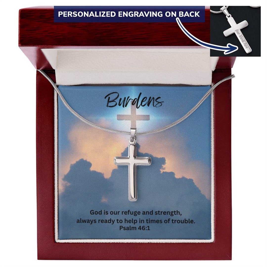 Scripture for Burdens. Personalized Cross Necklace, Gifts for Him ...