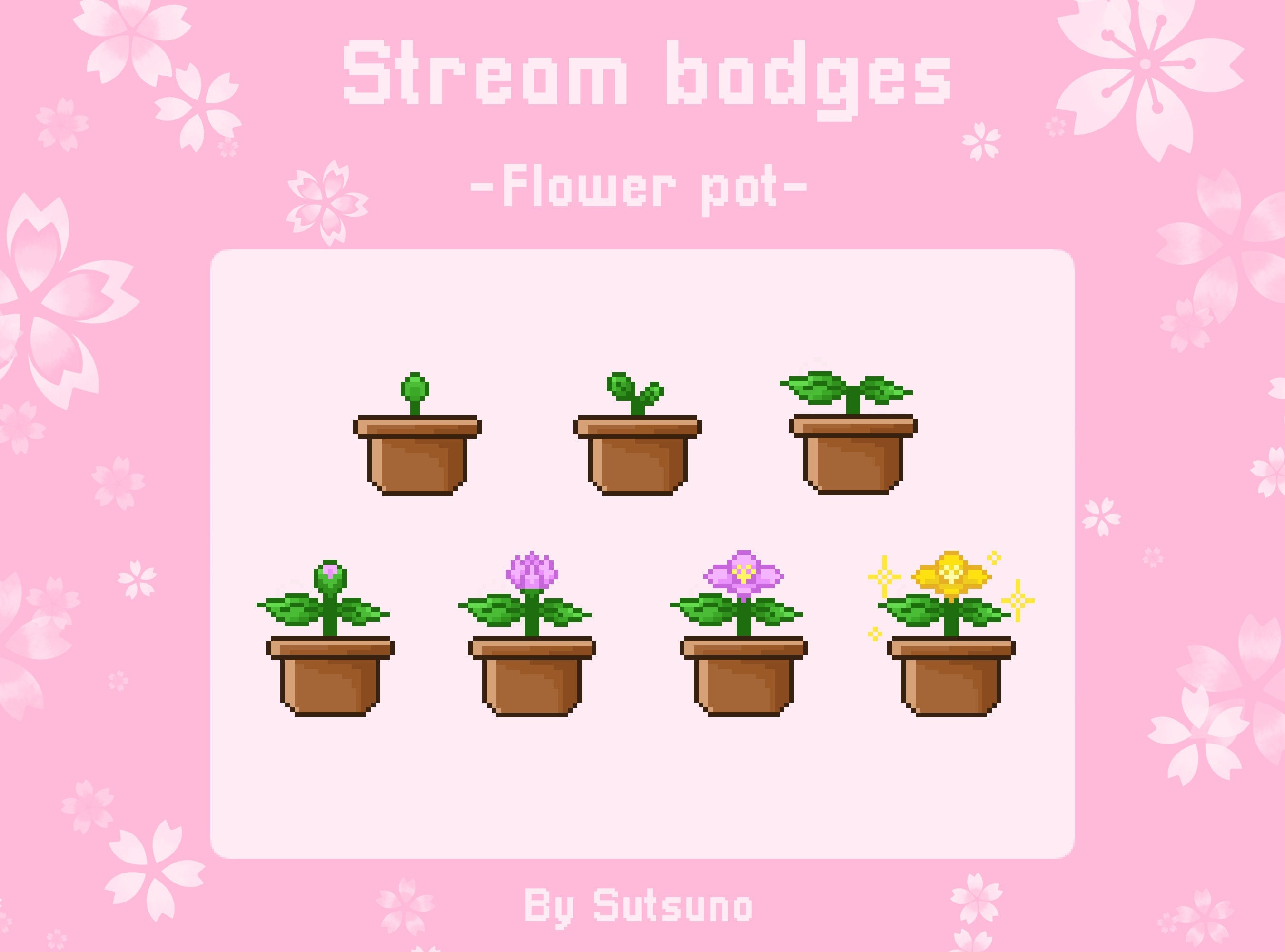 Pixel Art Flower Pot Sub/bit Badges for Twitch - Etsy