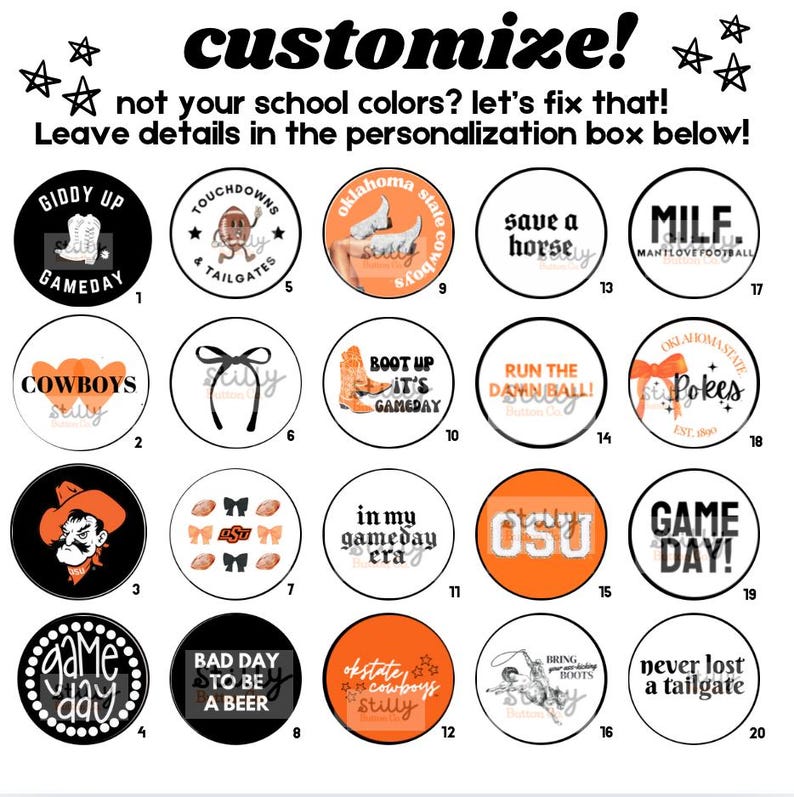 Boot Buttons! CUSTOM for Game Day! - Etsy