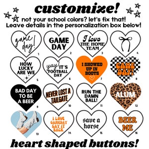 Heart Shaped Buttons - Custom Gameday - Etsy