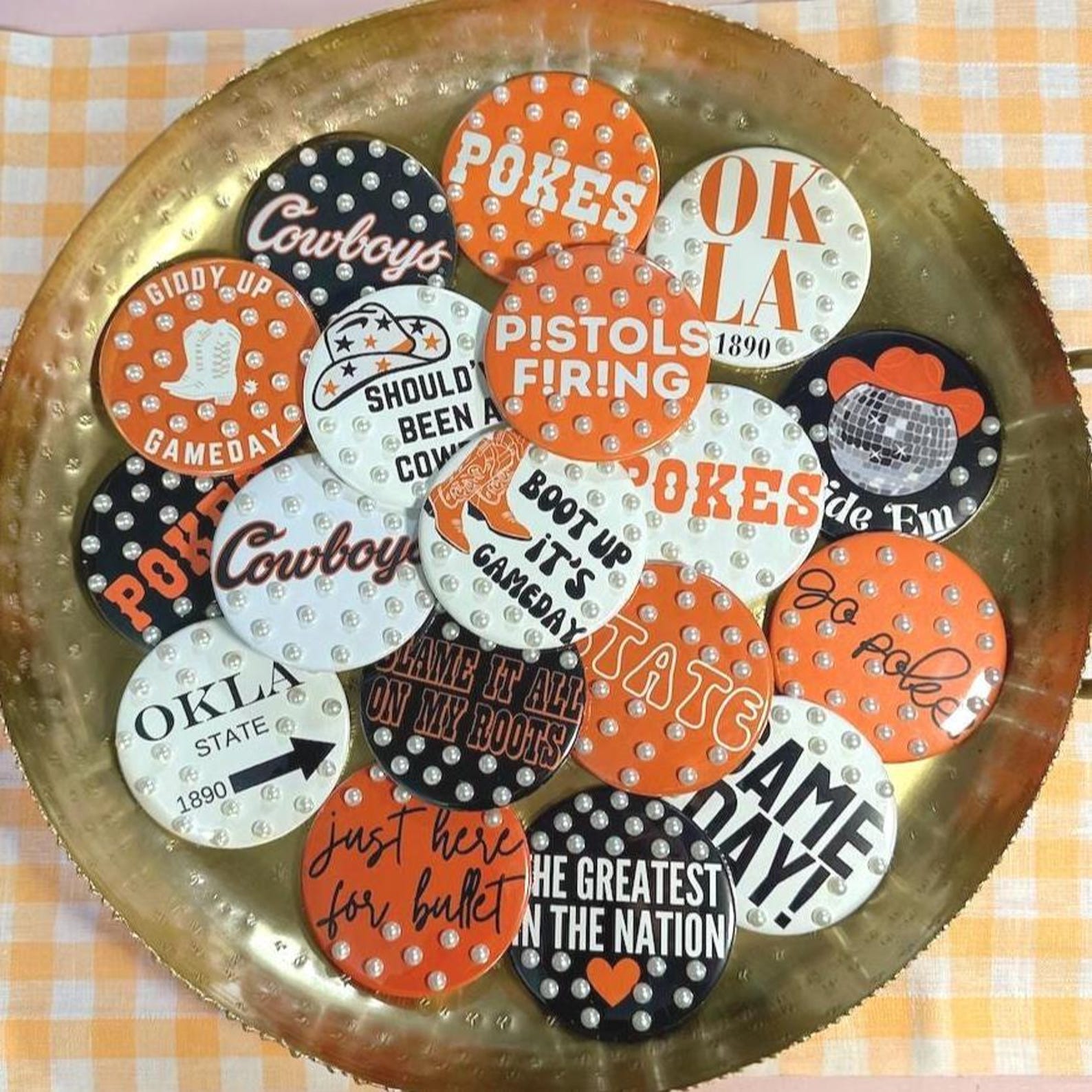 CUSTOM Pearl Game Day Button OSU - Football Accessories - Spirit ...