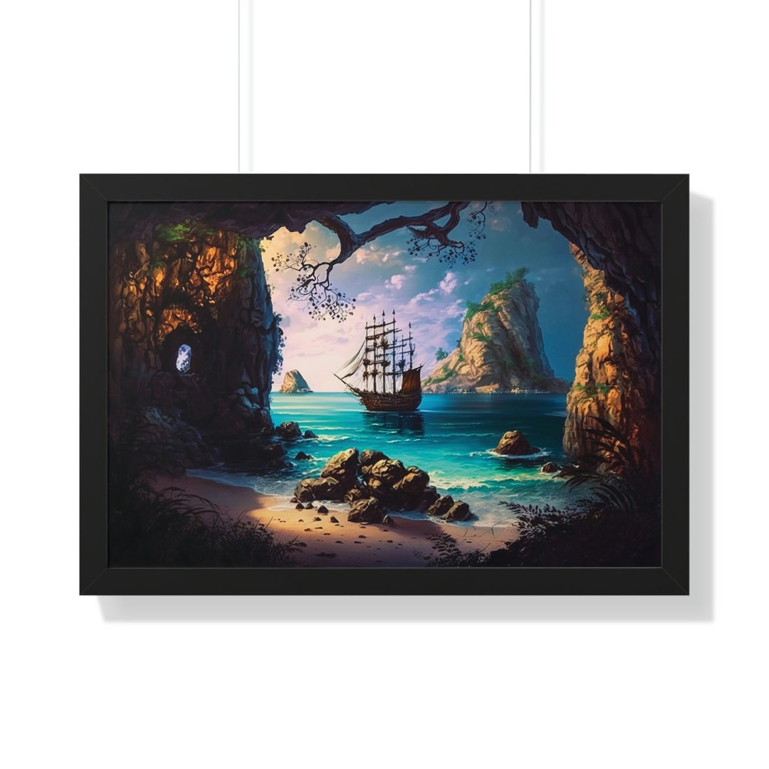 Fantasy Pirate Cove Framed Wall Art Framed Print Fantasy Artwork - Etsy