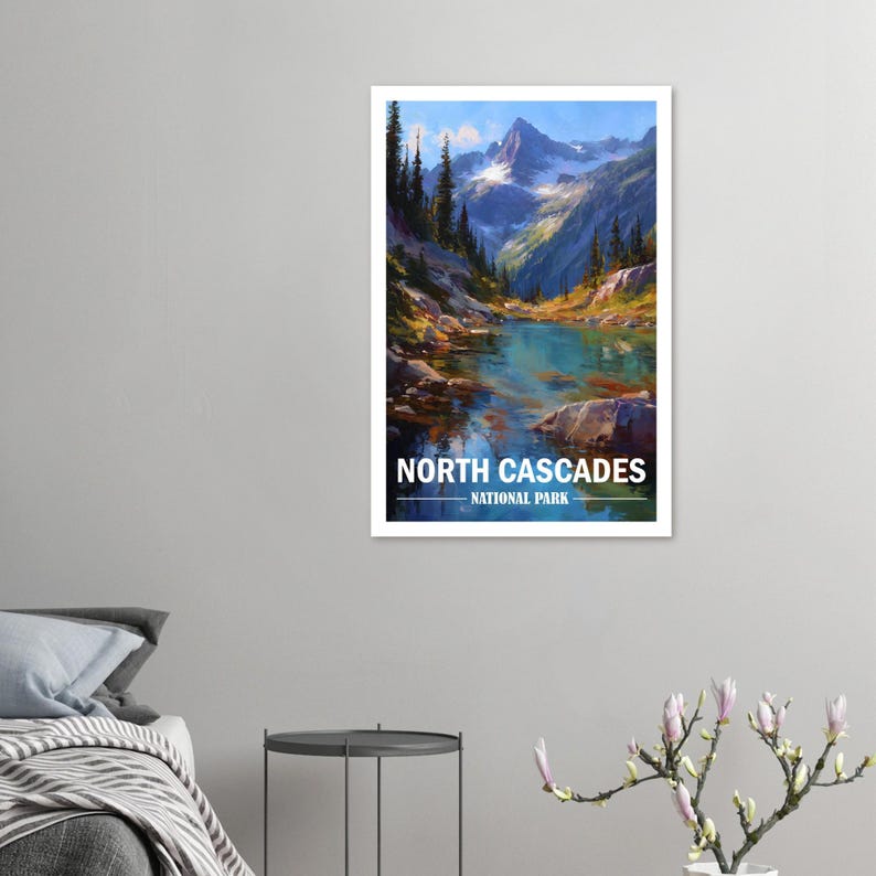 North Cascades National Park Poster | Alpine Lake Wall Art | Pacific ...