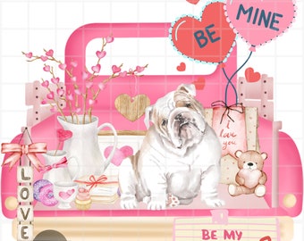 Valentine's Day Animal, Watercolor Clipart, French Bulldog, Valentine's ...