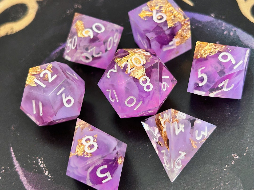 Fey and Flowers Handmade Resin Sharp Edge Polyhedral Dice, Dnd, D&D ...