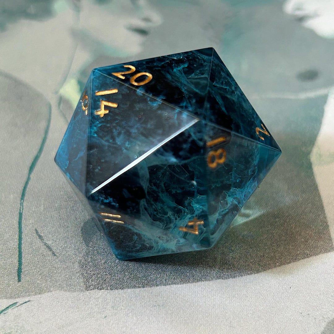 Blinding Indigo - Handmade Resin Sharp Edge Polyhedral Dice, Dnd, D&D ...