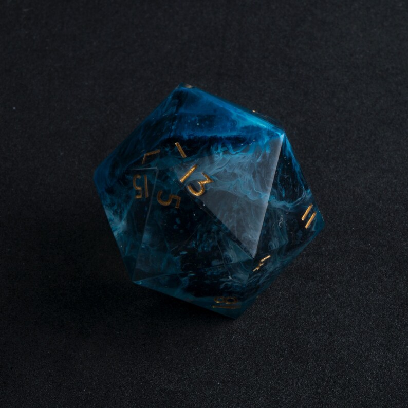 Blinding Indigo - Handmade Resin Sharp Edge Polyhedral Dice, Dnd, D&D ...