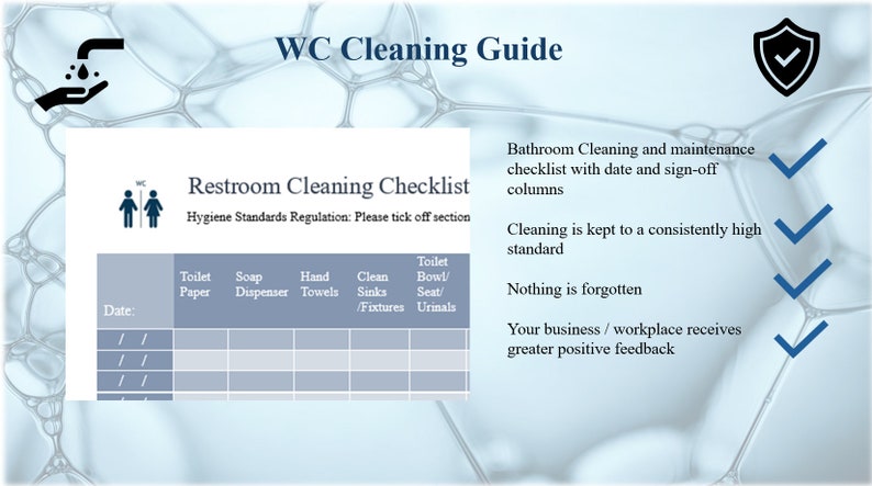 Restroom Cleaning Checklist: Bathroom/ Toilet/ WC Hygiene Standard ...