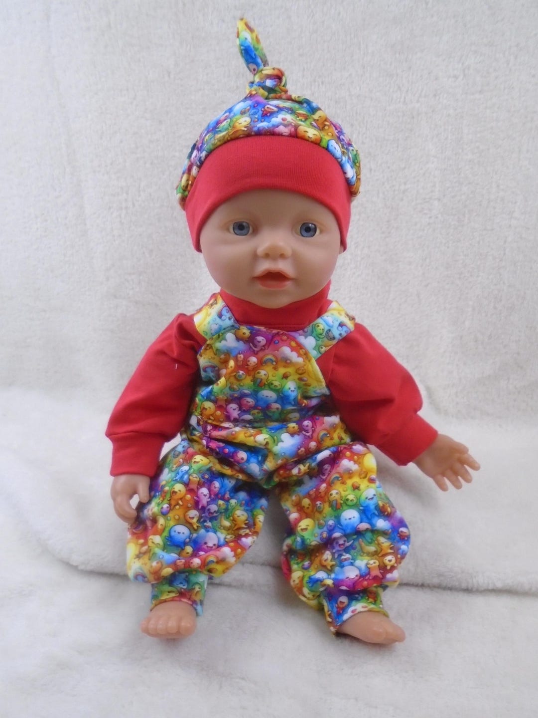 Dungarees Outfit, Trousers, Sweater, Pointed Hat "sunbeams" for Doll ...