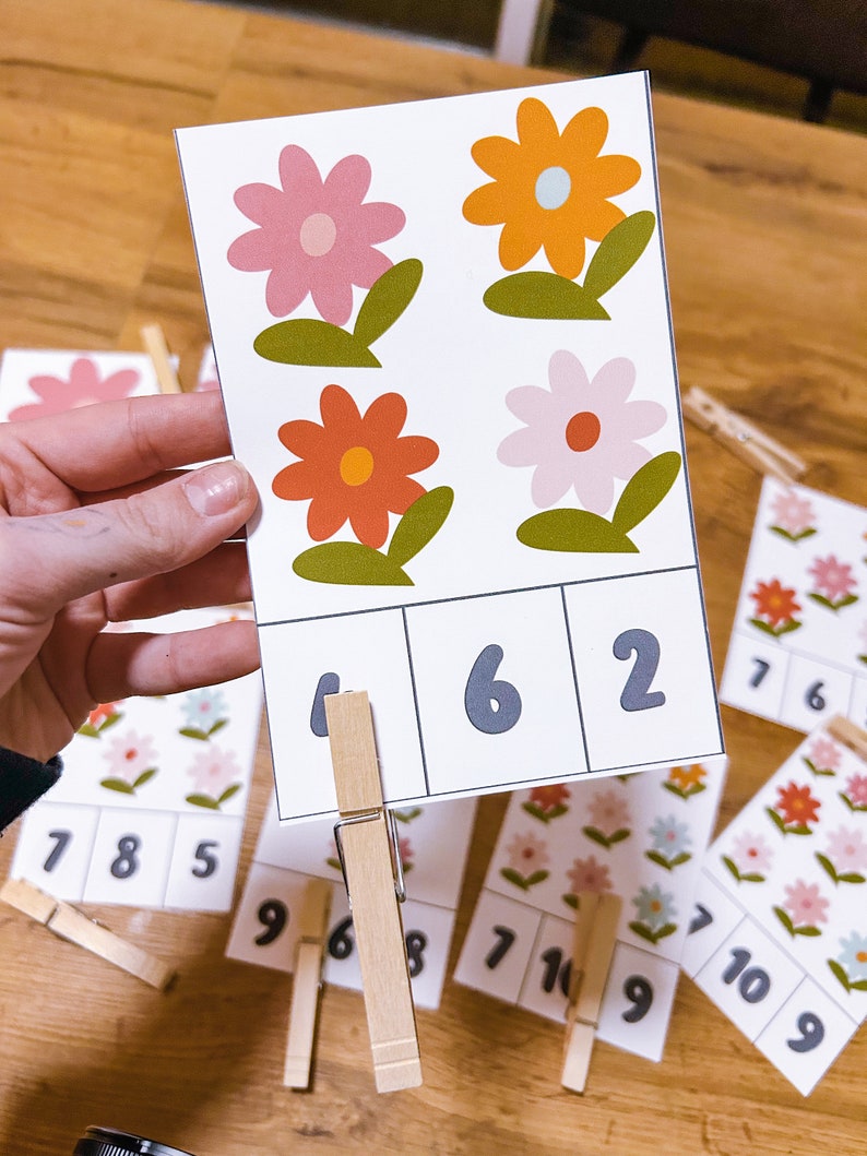 Flower Count and Clip Cards - Instant Download - Montessori Toddler ...