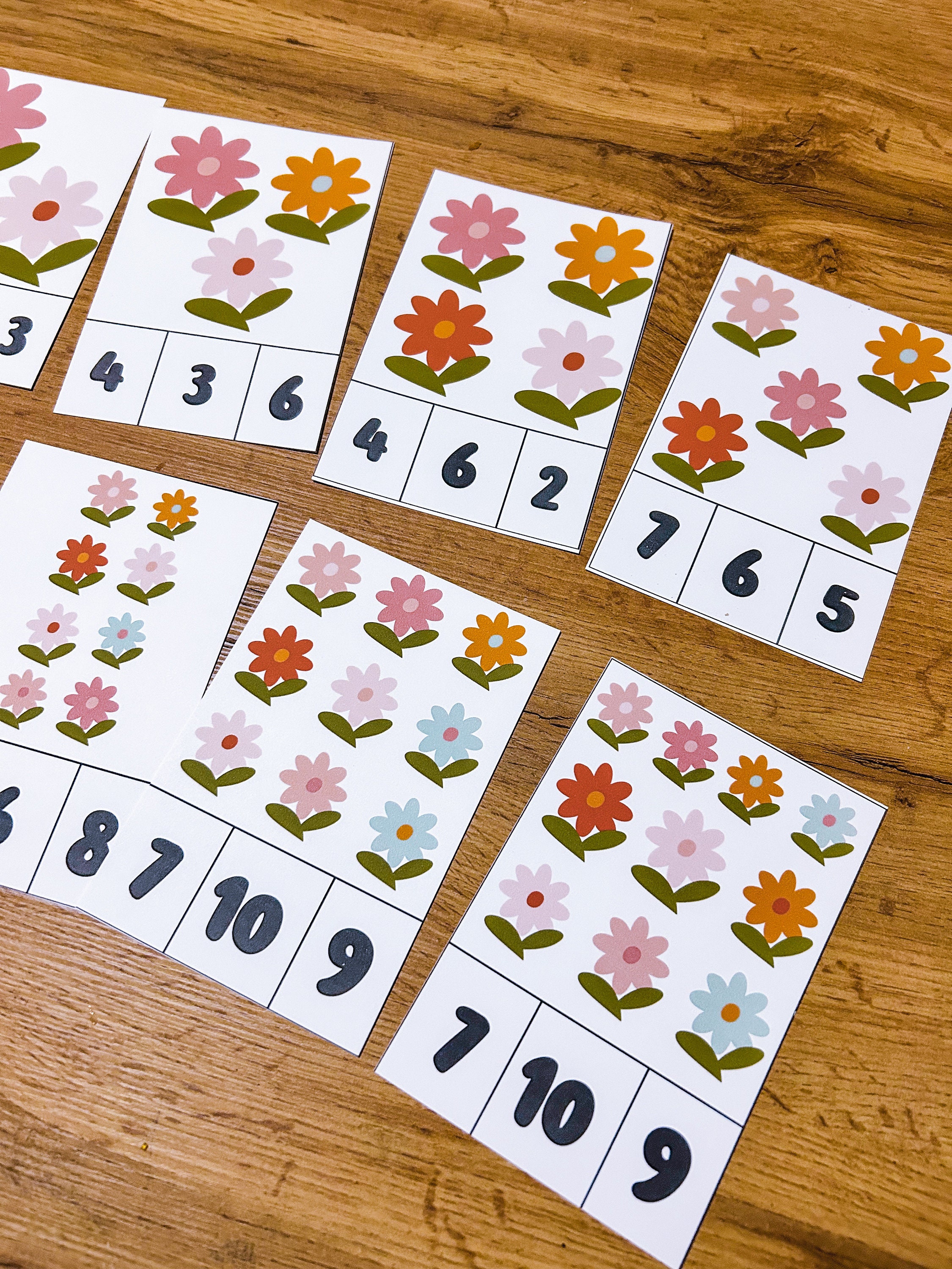 Flower Count and Clip Cards - Instant Download - Montessori Toddler ...