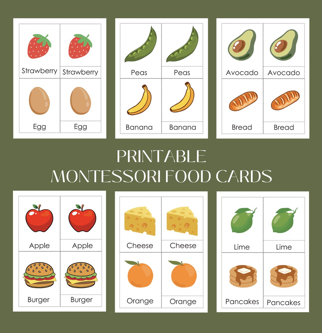 Printable Montessori Food Flash Cards for Kids Printable Montessori ...