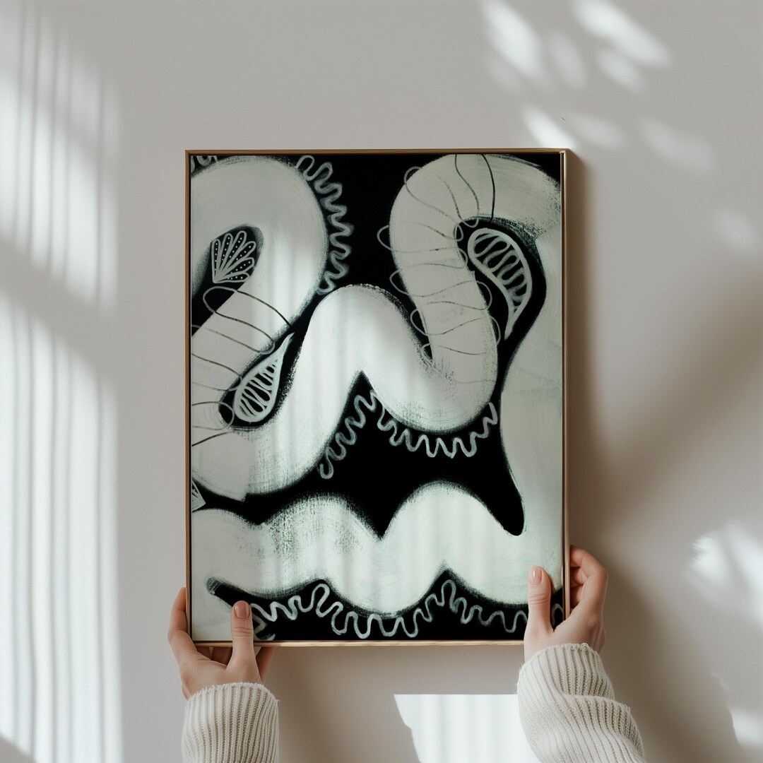Thick Lines Art Print - Line Work Painting - Black and White Poster ...