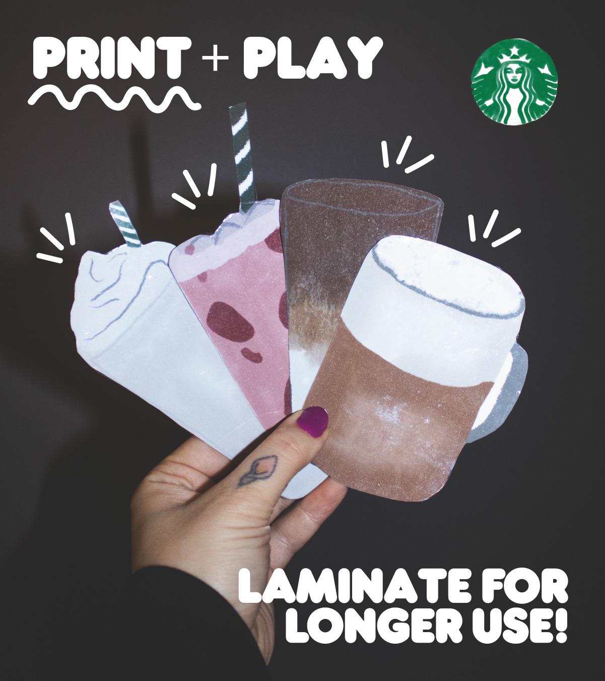 Starbucks Dramatic Play Printable for Kids | Preschool Coffee Shop Role ...