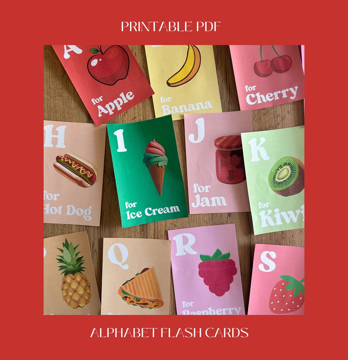 Printable Food Alphabet Cards for Toddlers - Printable Alphabet ...