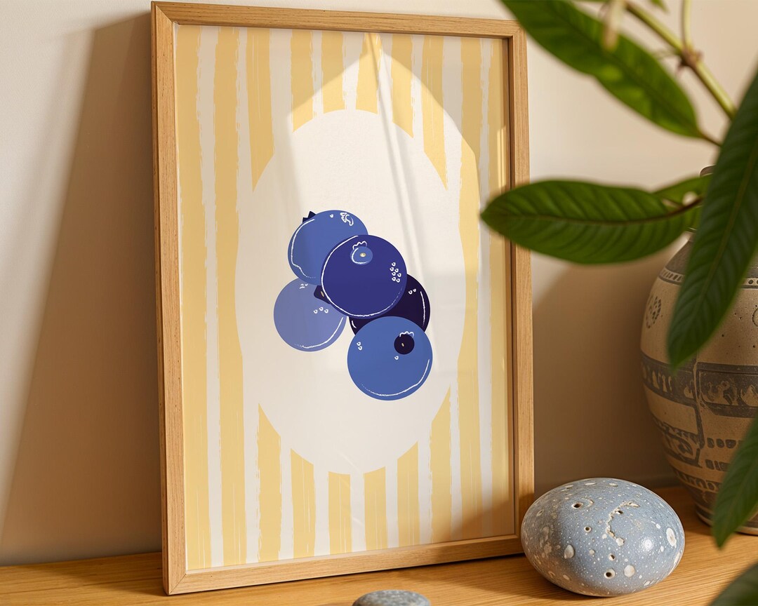 Blueberry Kitchen Print - Kitchen Wall Art - Fruit Market - Food Poster ...