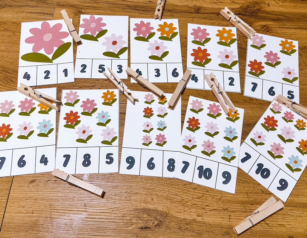 Flower Count and Clip Cards - Instant Download - Montessori Toddler ...