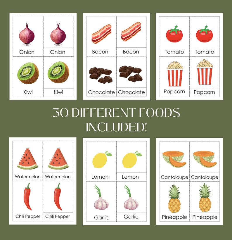 Printable Montessori Food Flash Cards for Kids Printable Montessori ...
