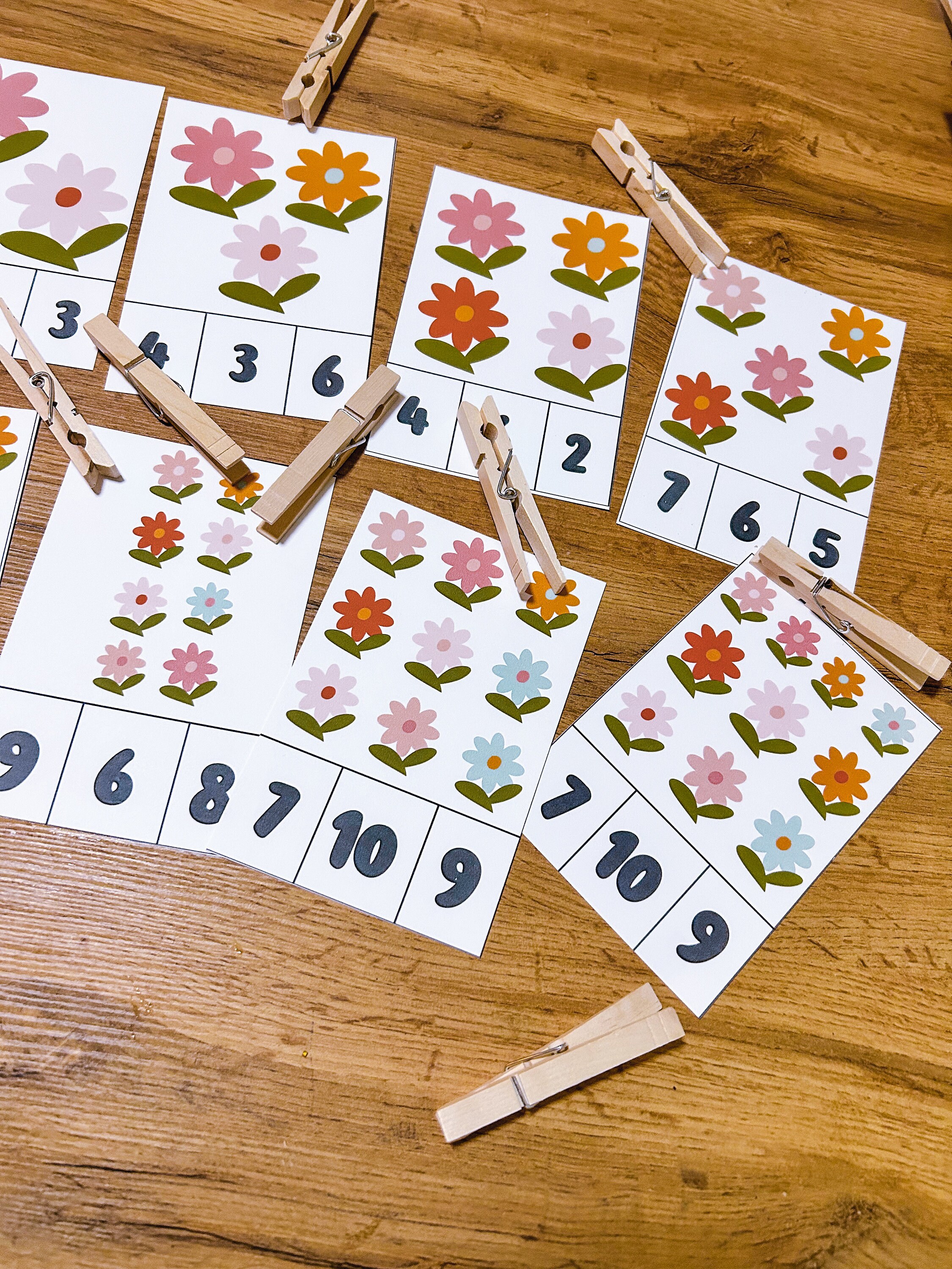 Flower Count and Clip Cards - Instant Download - Montessori Toddler ...