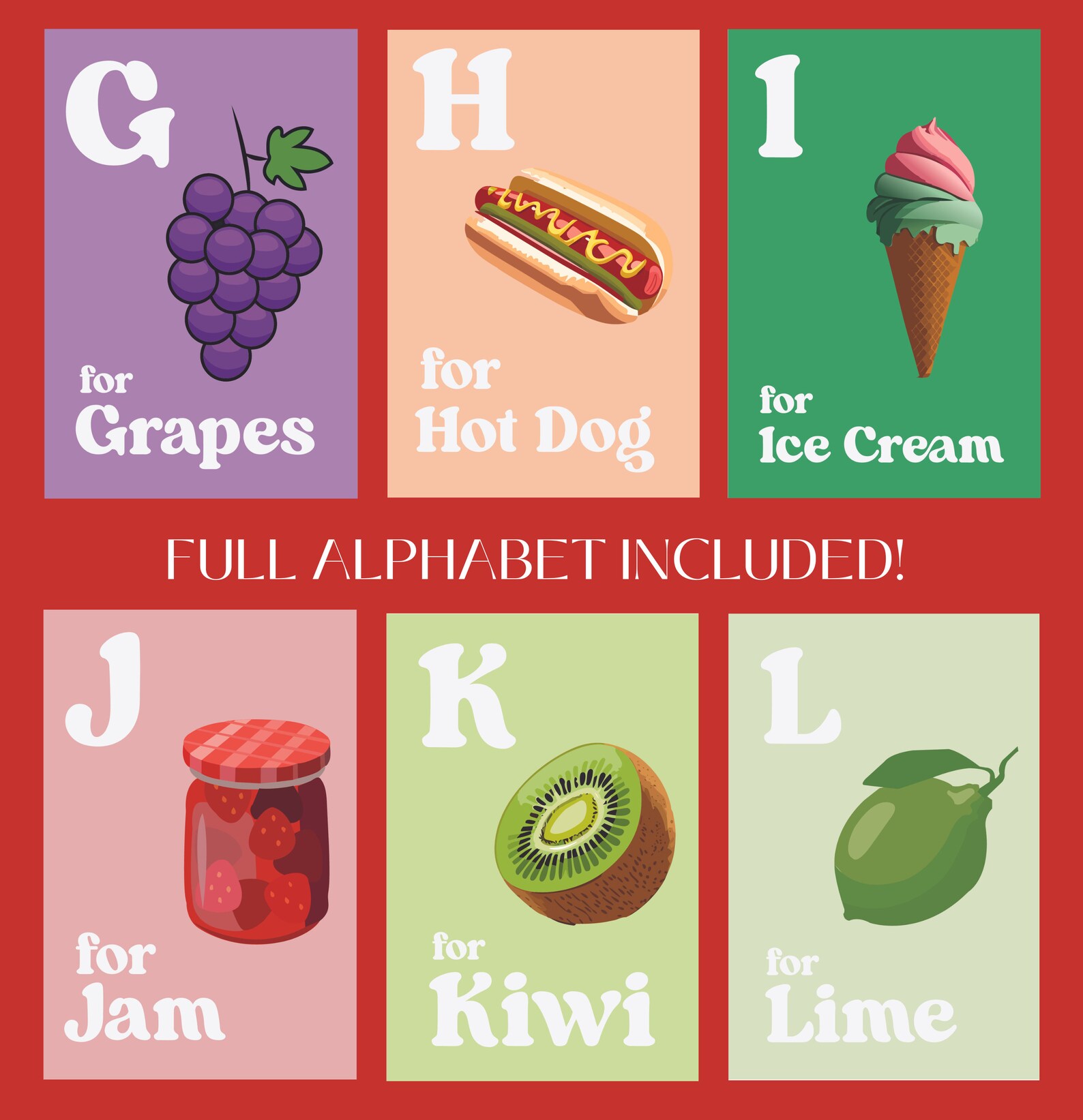Printable Food Alphabet Cards for Toddlers - Printable Alphabet ...