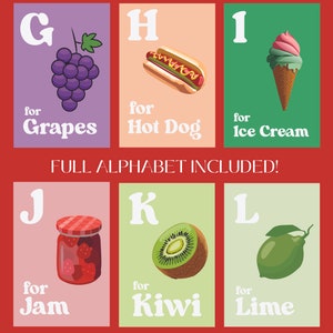 Printable Food Alphabet Cards for Toddlers - Printable Alphabet ...