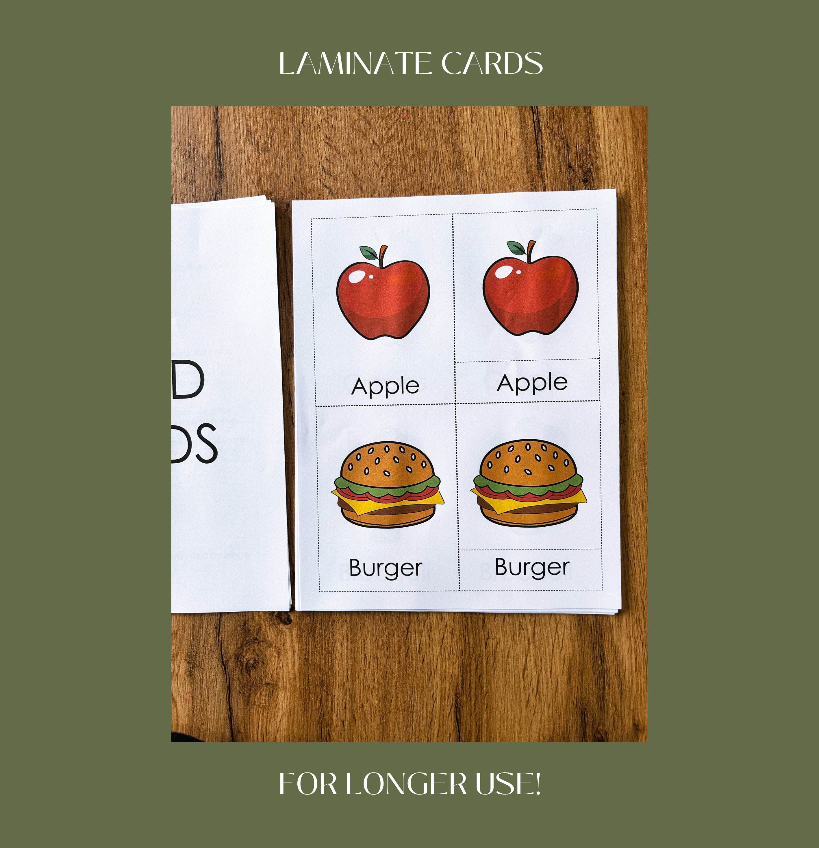 Printable Montessori Food Flash Cards for Kids Printable Montessori ...