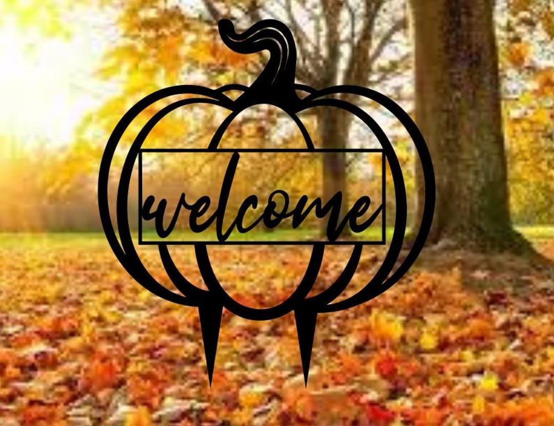 Welcome Pumpkin With Spikes for for Sticking in the Ground .svg .dxf ...