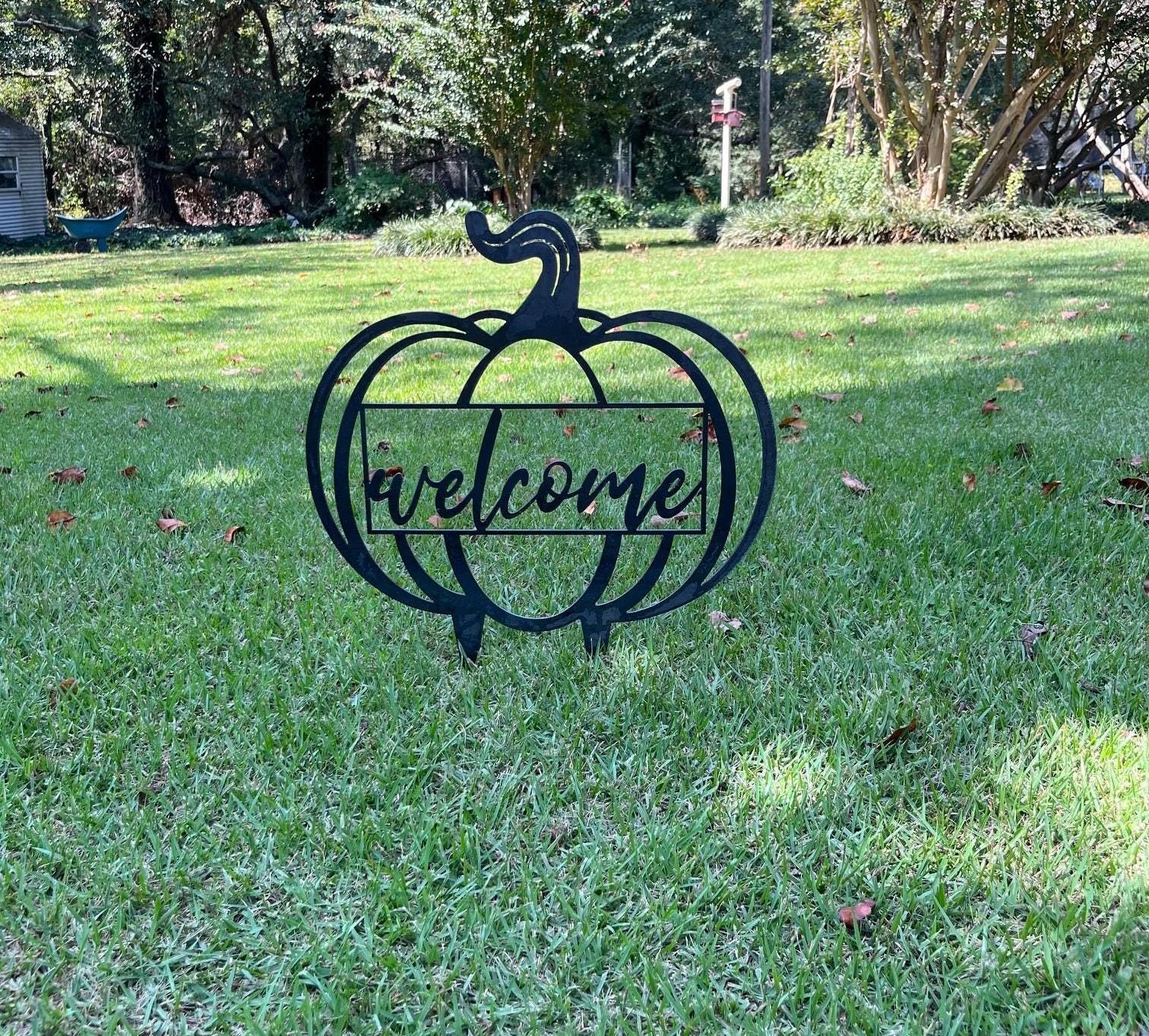 Welcome Pumpkin With Spikes for for Sticking in the Ground .svg .dxf ...